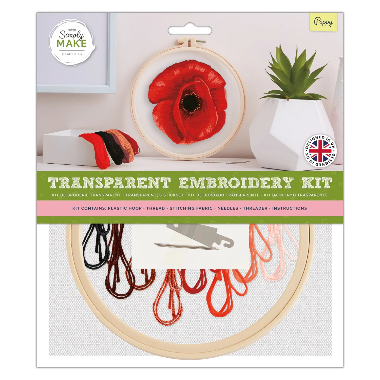 Transparent Embroidery Kit Poppy by Simply Make - Home Education Resources